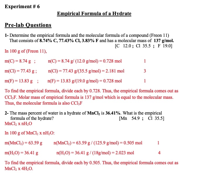 Empirical Formula Lab