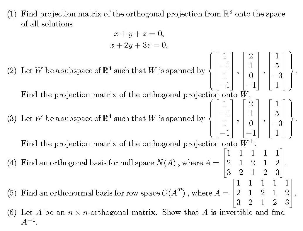 Orthogonal Projection Matrix